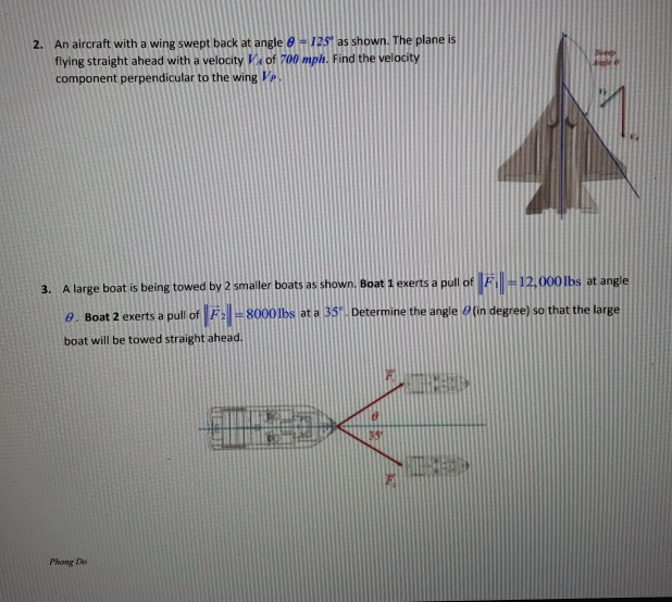 Solved 2. An aircraft with a wing swept back at angle @ | Chegg.com
