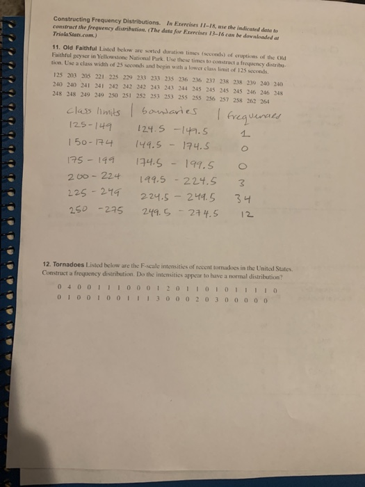 Solved Constructing Frequency Distributions. Evercises III, | Chegg.com