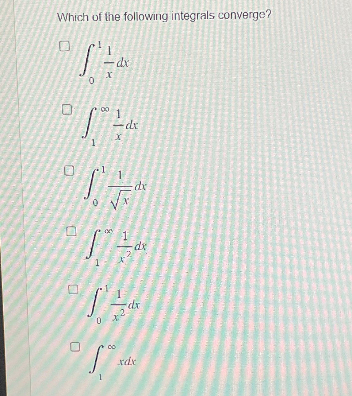 Solved Which of the following integrals | Chegg.com