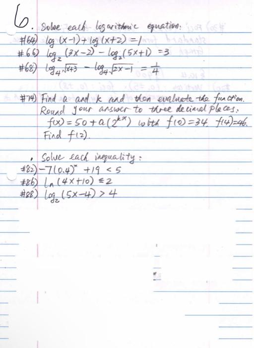 Solved 64) log(x−1)+log(x+2)=1 66) log2(3x−2)−log2(5x+1)=3 | Chegg.com