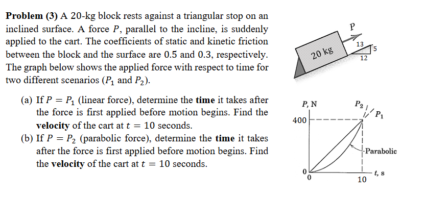Solved Problem (3) ﻿A \( 20-\mathrm{kg} \) ﻿block rests | Chegg.com