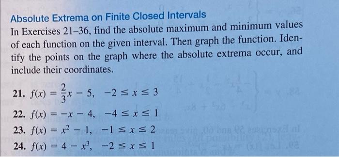 Solved Absolute Extrema on Finite Closed Intervals In | Chegg.com