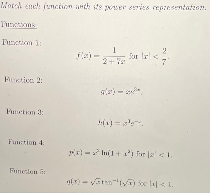 Solved Match each function with its power series | Chegg.com