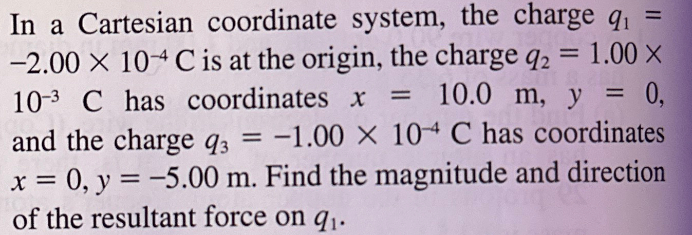 Solved In a Cartesian coordinate system, the charge | Chegg.com