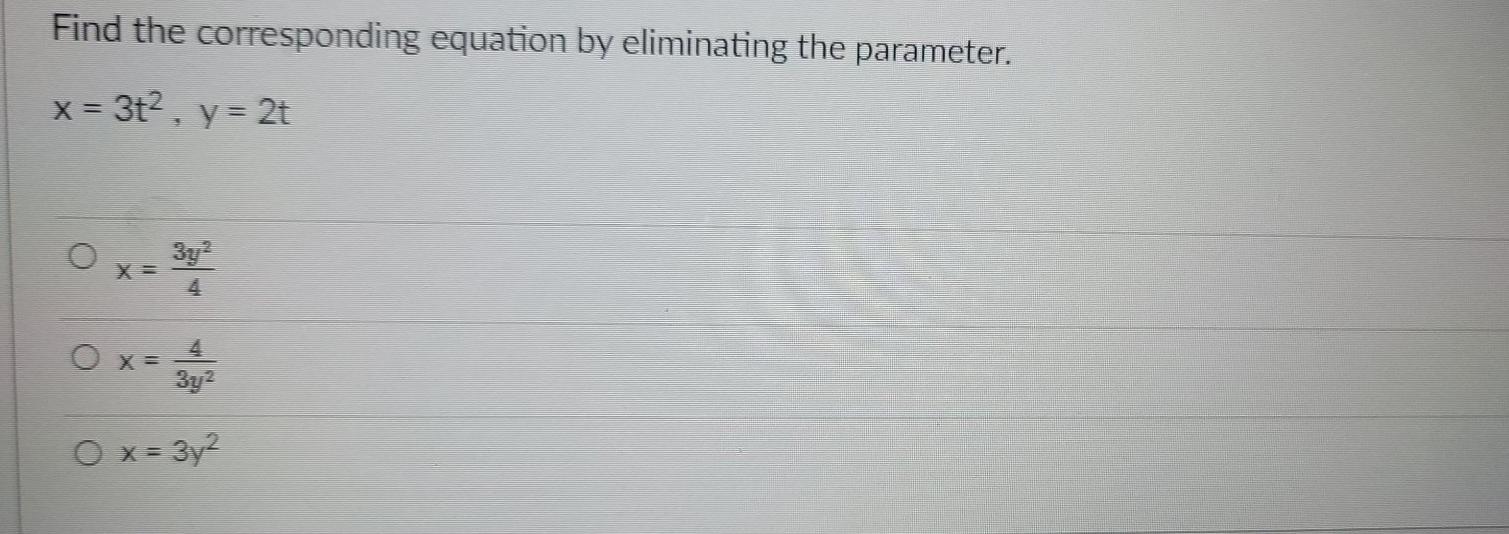 Solved Find the corresponding equation by eliminating the | Chegg.com