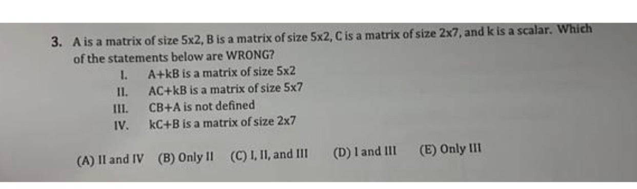 Solved A ﻿is a matrix of size 5×2,B ﻿is a matrix of size | Chegg.com