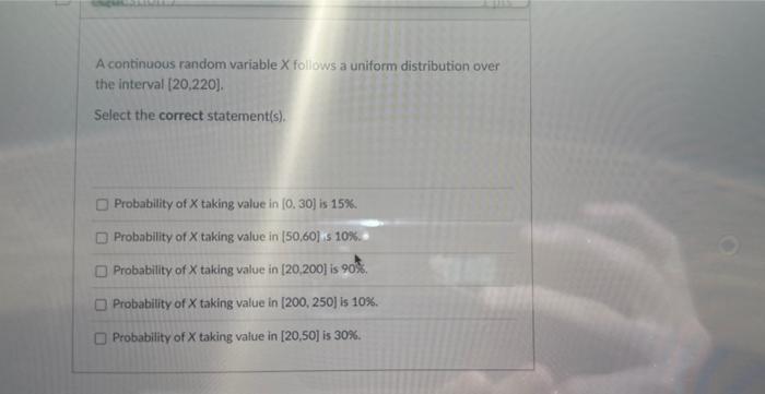 Solved A continuous random variable X follows a uniform | Chegg.com