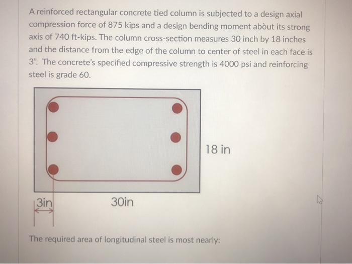 A reinforced rectangular concrete tied column is | Chegg.com