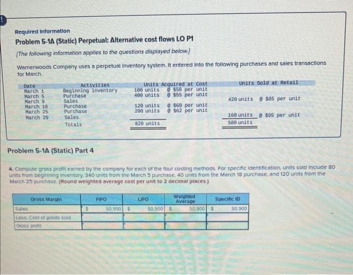 Solved Required information Problem 5-1A (Static) Perpetual: | Chegg.com