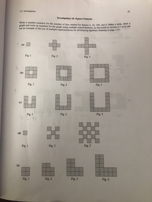Solved 43 Investigations Investigation 18: Square Patterns | Chegg.com