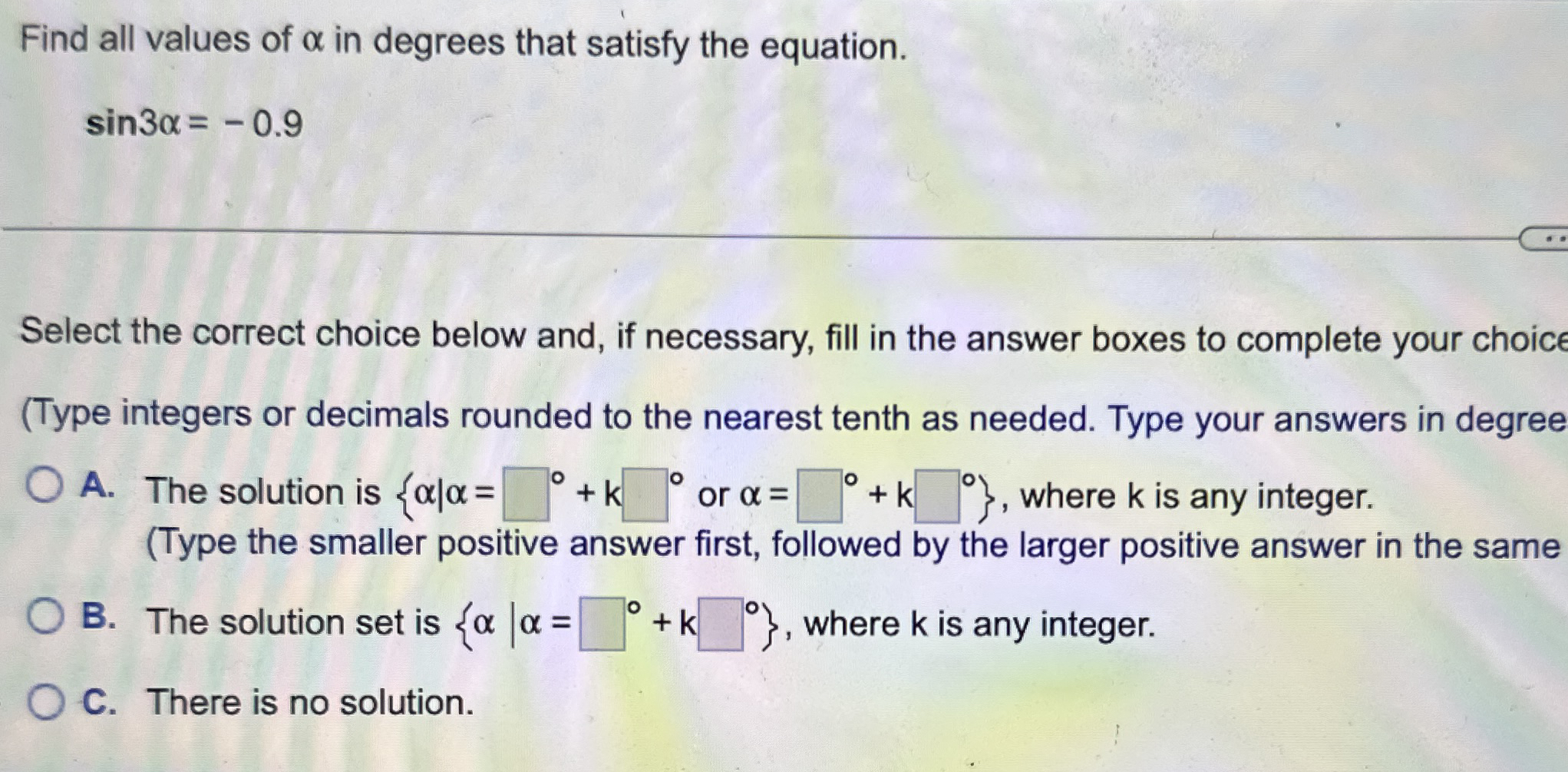Solved Find all values of α ﻿in degrees that satisfy the | Chegg.com