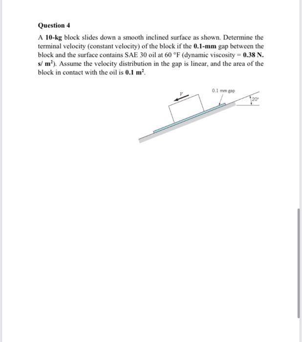 Solved Question 4 A 10-kg block slides down a smooth | Chegg.com