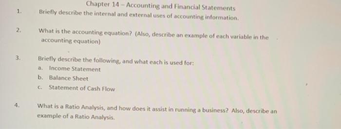 Solved Chapter 14 - Accounting and Financial Statements 1. | Chegg.com