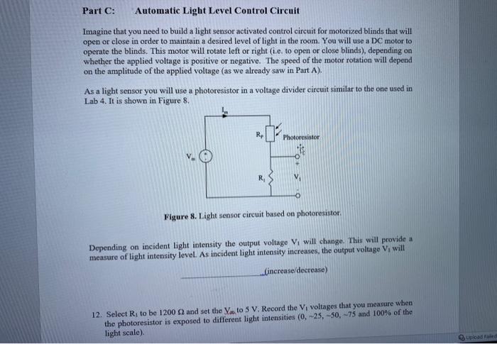 Part C: Automatic Light Level Control Circuit Imagine | Chegg.com
