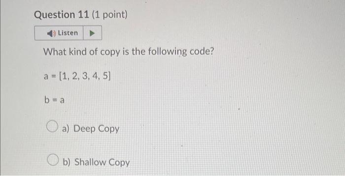 Solved What kind of copy is the following code? | Chegg.com