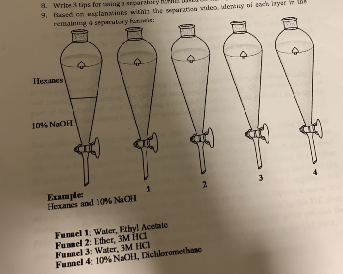 Solved 8. Write 3 tips for using a separatory 9. Based on | Chegg.com