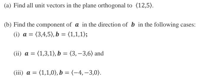 Solved (a) Find all unit vectors in the plane orthogonal to | Chegg.com