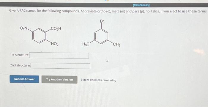 Solved [References] Give IUPAC names for the following | Chegg.com