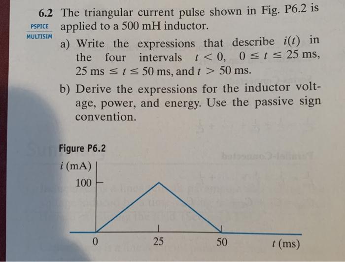 Solved MULTISIM 6.2 The triangular current pulse shown in | Chegg.com