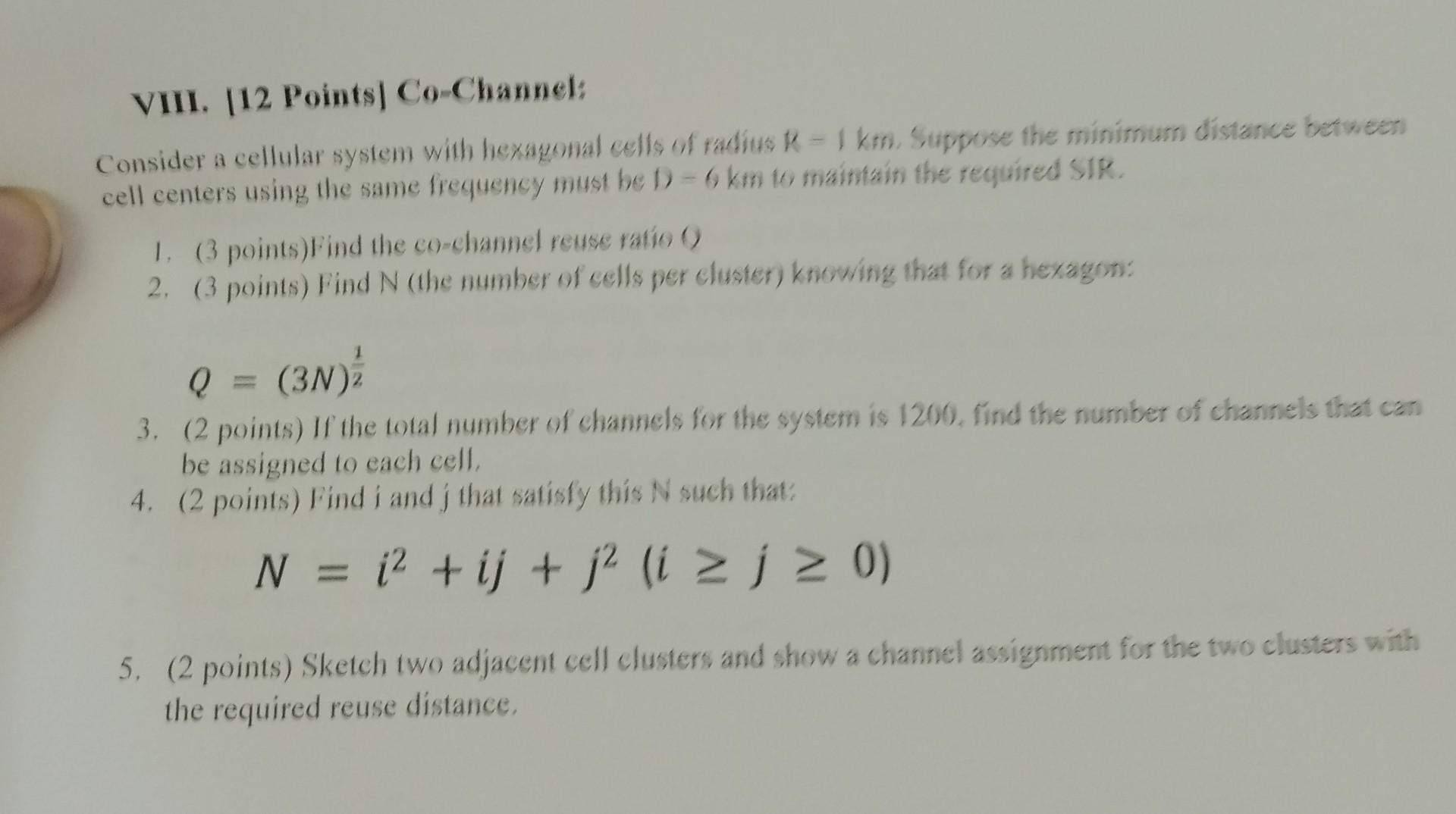 Solved VIII. [12 Points] Co-Channel: Consider a cellular | Chegg.com