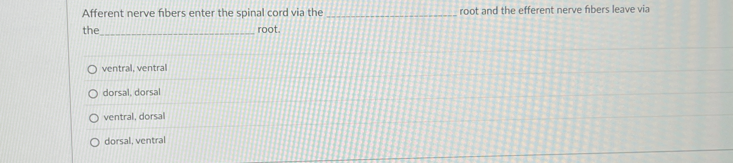 Solved Afferent nerve fibers enter the spinal cord via | Chegg.com