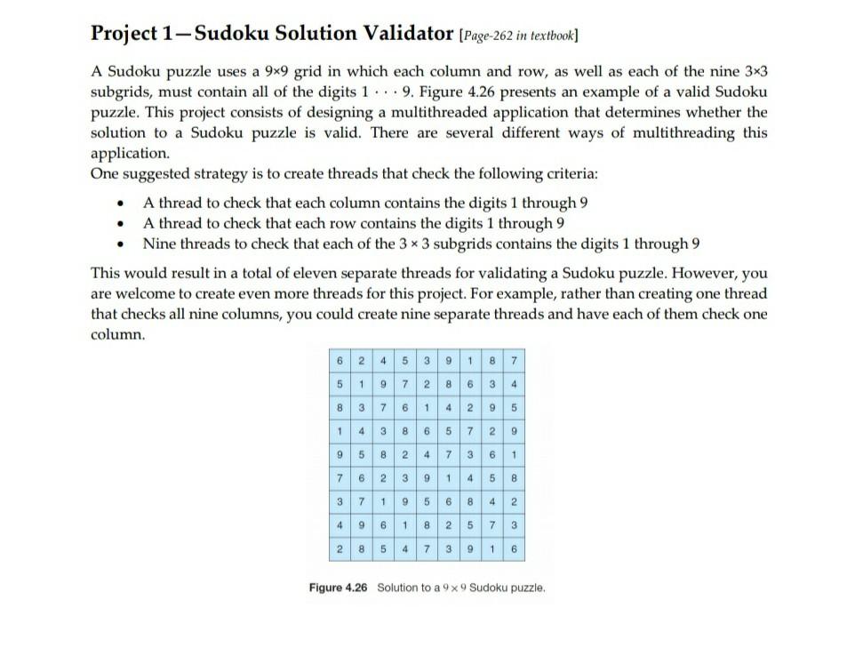 Solved Project 1 -Sudoku Solution Validator (Page-262 in | Chegg.com