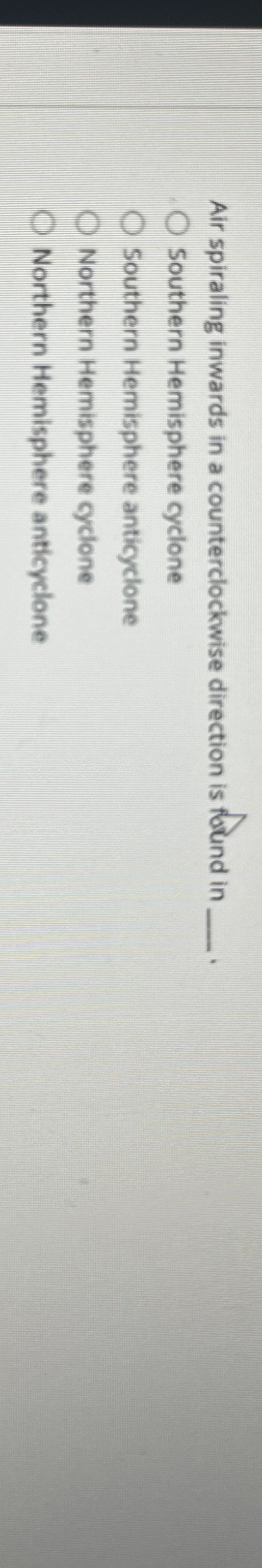 Solved Air spiraling inwards in a counterclockwise direction | Chegg.com