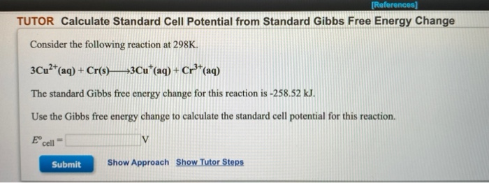 Solved [References] TUTOR Calculate Standard Cell Potential | Chegg.com
