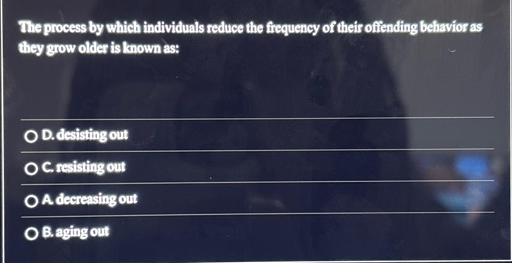 The process by which individuals reduce the frequency | Chegg.com