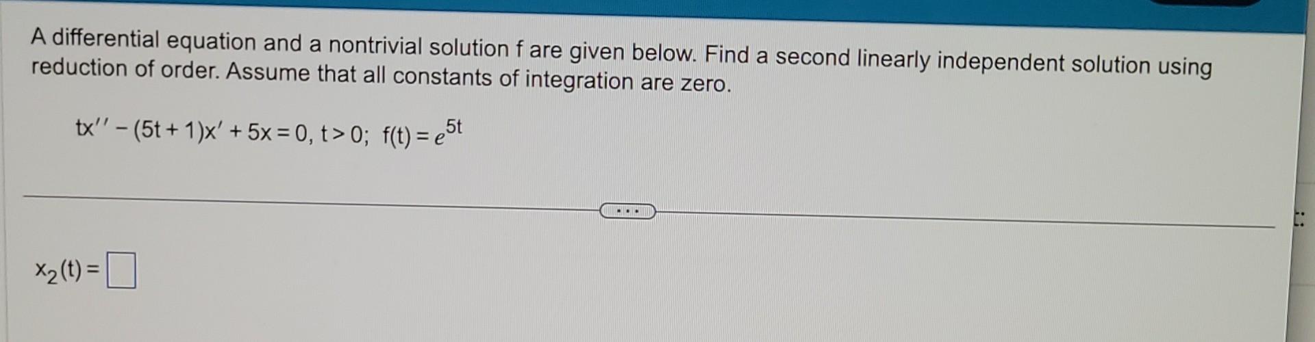 Solved A differential equation and a nontrivial solution f | Chegg.com