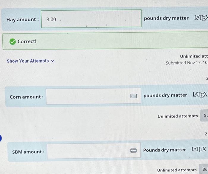 Solved Balance a ration on a dry matter basis for a steer | Chegg.com