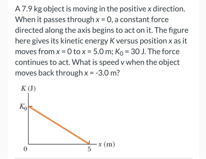 Solved A 7.9 kg object is moving in the positive x | Chegg.com