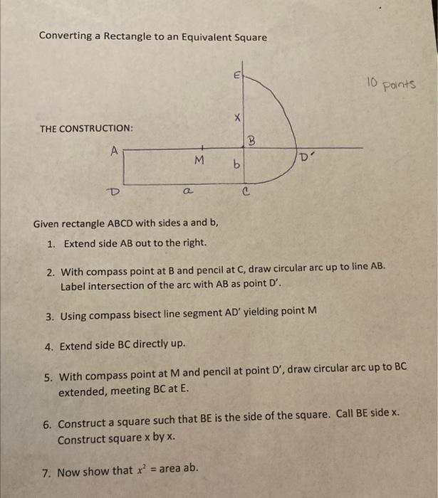 Solved Converting a Rectangle to an Equivalent Square THE | Chegg.com