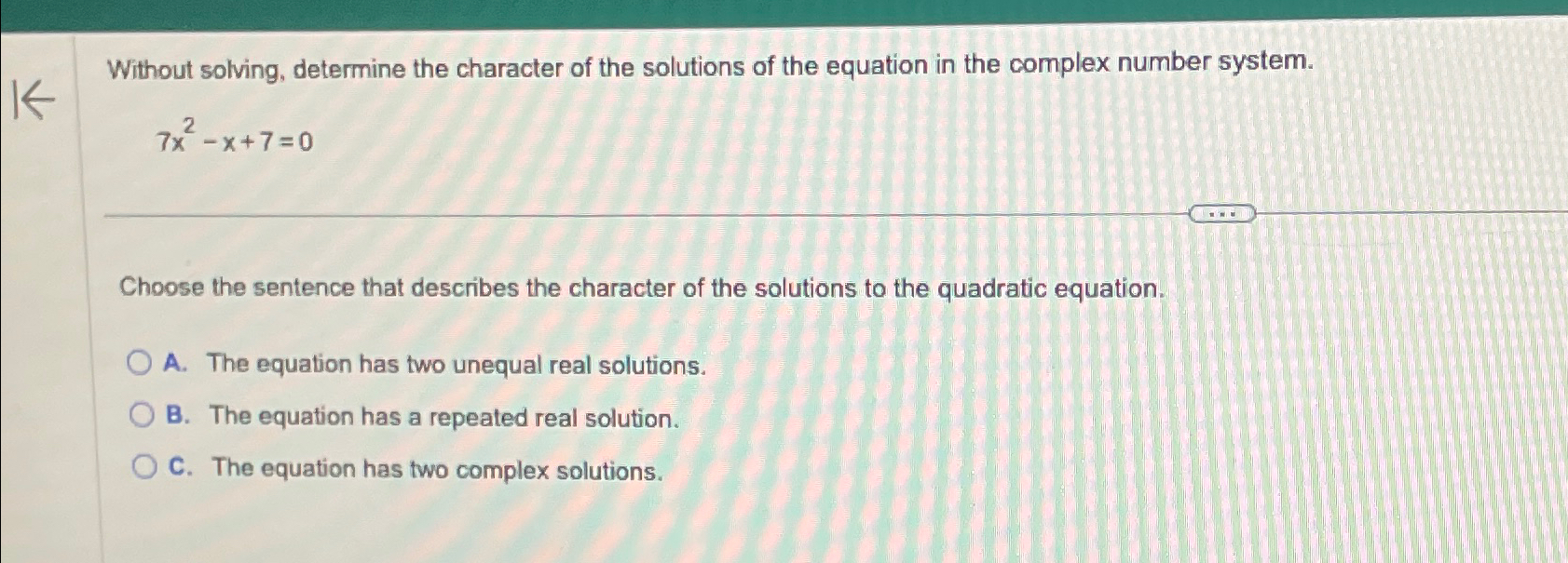 Solved Without solving, determine the character of the | Chegg.com
