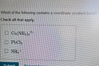 Solved Which of the following contains a coordinate covalent | Chegg.com