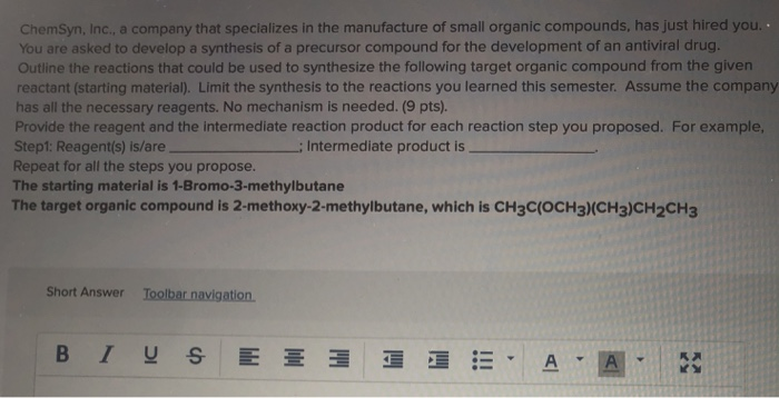Solved ChemSyn, Inc., a company that specializes in the | Chegg.com