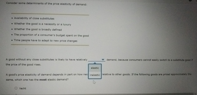 Solved Consider some determinants of the price elasticity of | Chegg.com