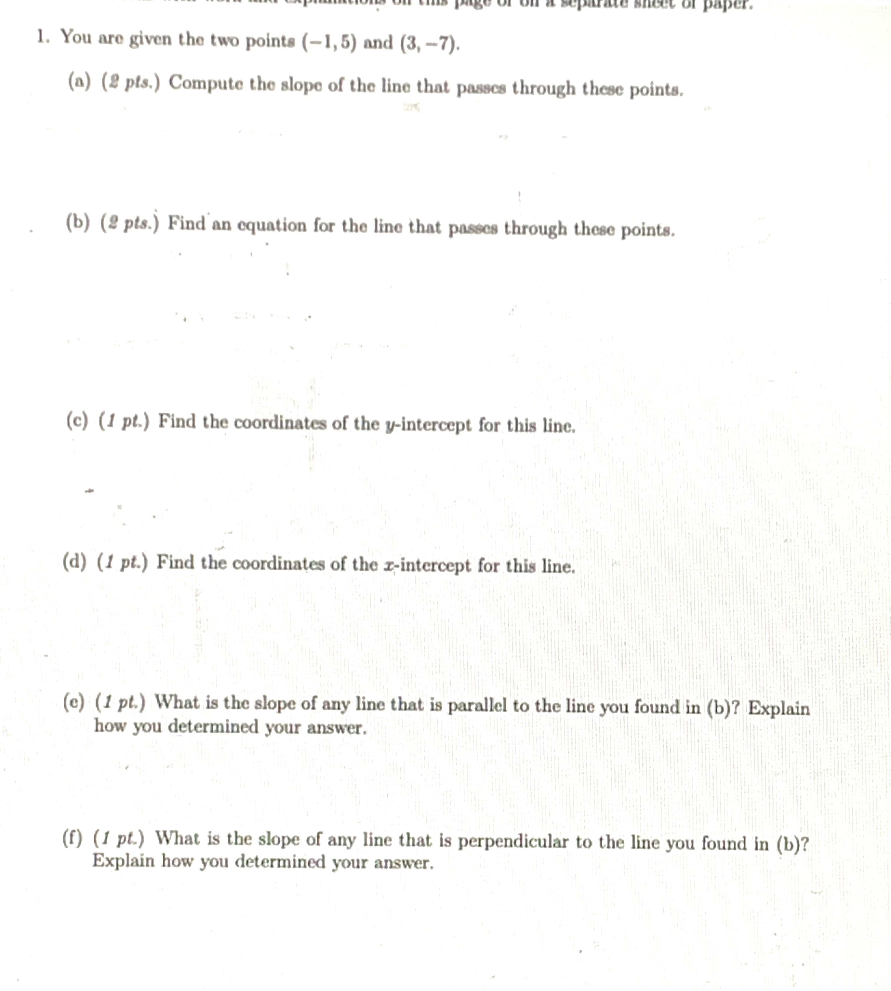 Solved You are given the two points (-1,5) ﻿and | Chegg.com