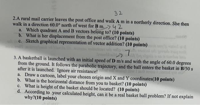 Solved 2. A rural mail carrier leaves the post office and | Chegg.com