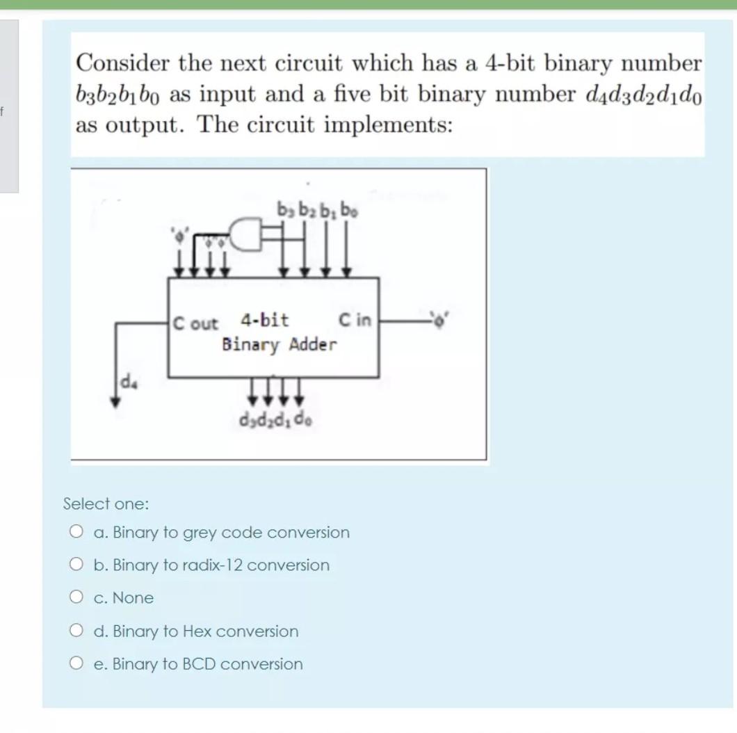 Solved Consider The Next Circuit Which Has A 4 Bit Binary
