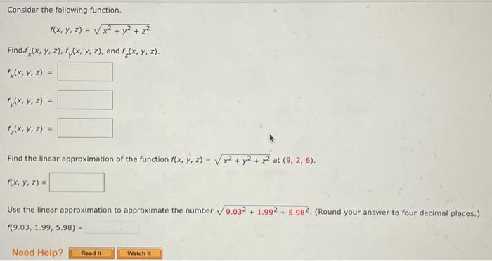 Solved Consider The Following Function F X Y Z X2 Y2 Z2