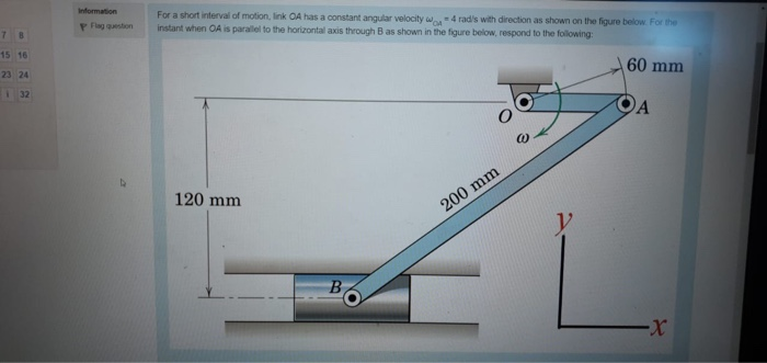 Solved For a short interval of motion, link OA has a | Chegg.com