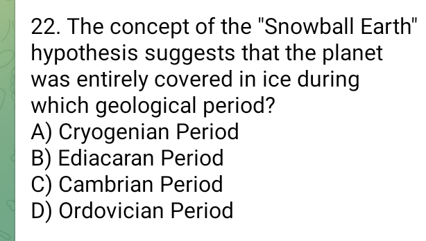 Solved Earth Science: The concept of the "Snowball Earth" | Chegg.com