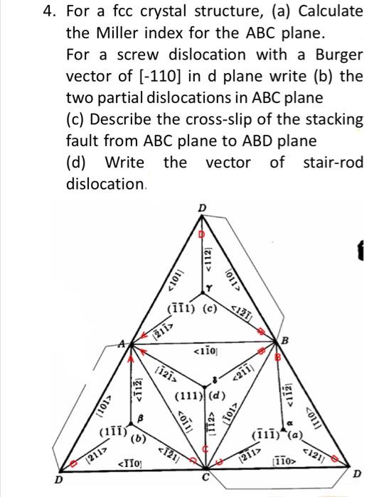 Solved 4. For a fcc crystal structure, (a) Calculate the | Chegg.com