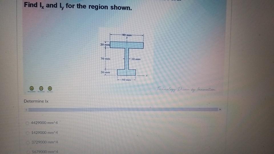 Solved Find Ix and ly for the region shown. 90 mm 20 mm 70 | Chegg.com