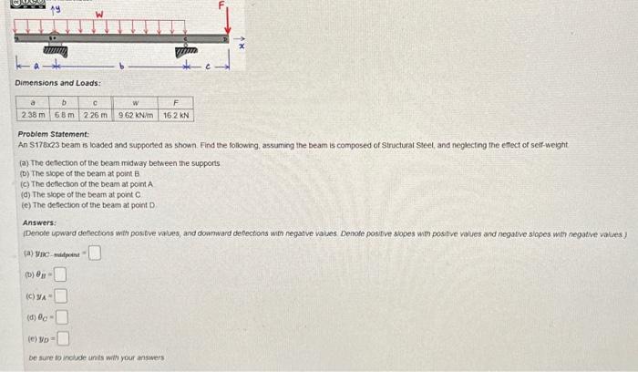 Solved Dimensions and Loads: Problem Statement: An $17 baz3 | Chegg.com
