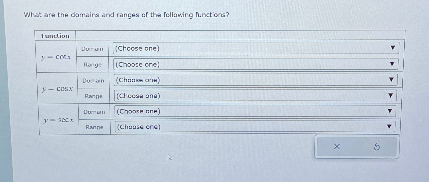 What are the domains and ranges of the following | Chegg.com