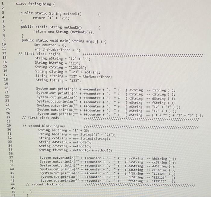 Solved can some explaing why the output is true / false for | Chegg.com