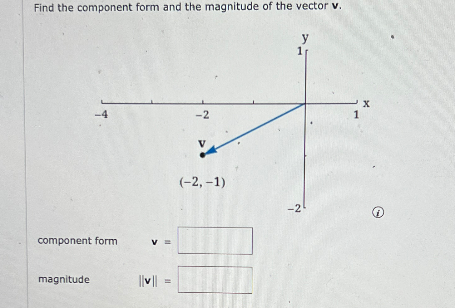 Solved Find the component form and the magnitude of the | Chegg.com