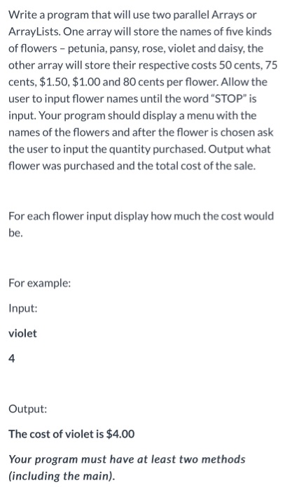 Solved Write A Program That Will Use Two Parallel Arrays Or 